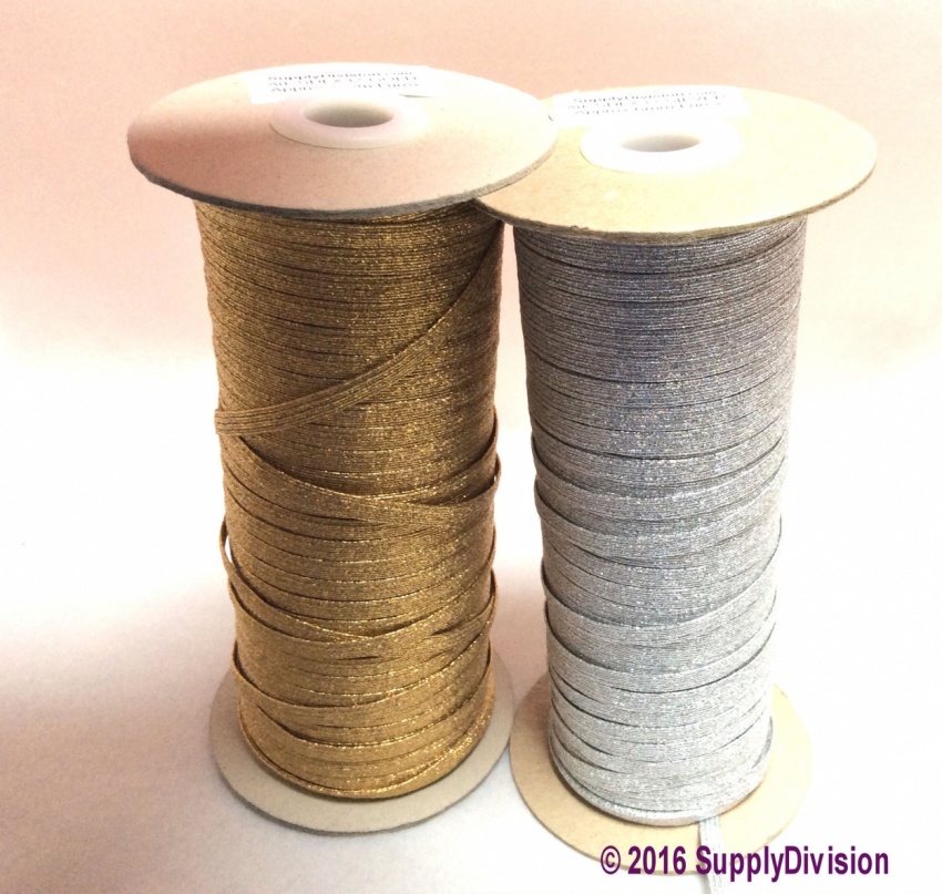 UK wholesale trade suppliers 6mm(approx) flat Metallic Lurex Elastic.